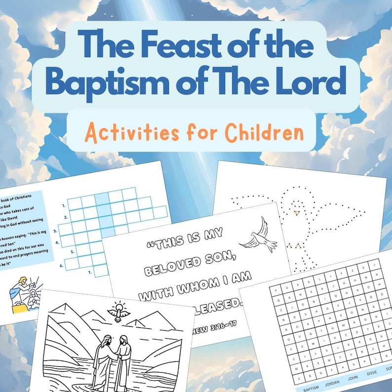 Baptism of Jesus Activity Pack for Kids the Feast of the Baptism of the ...