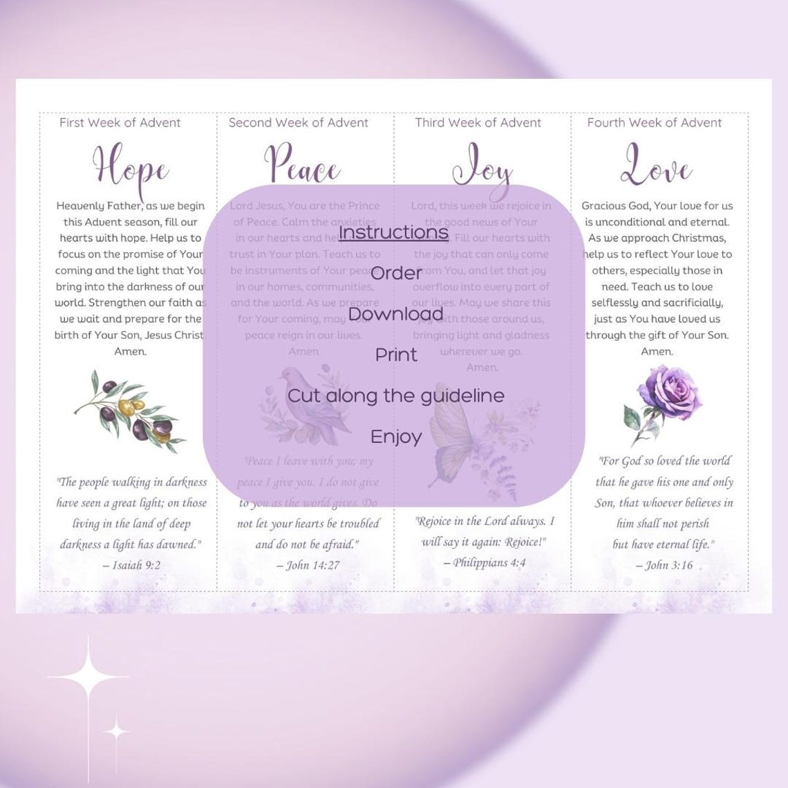 Advent Prayer Christian Prayers for Hope Peace Joy and Love Printable ...