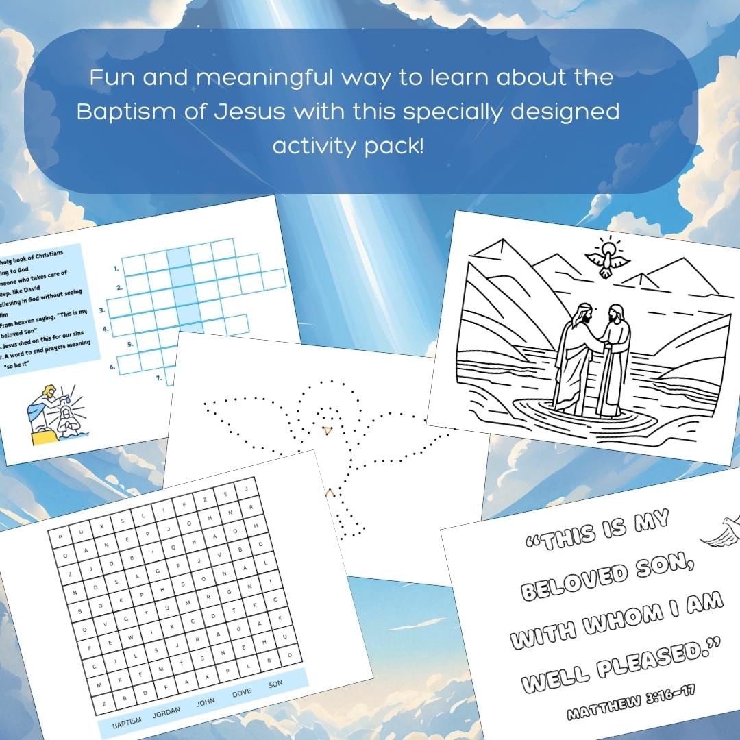 Baptism of Jesus Activity Pack for Kids the Feast of the Baptism of the ...