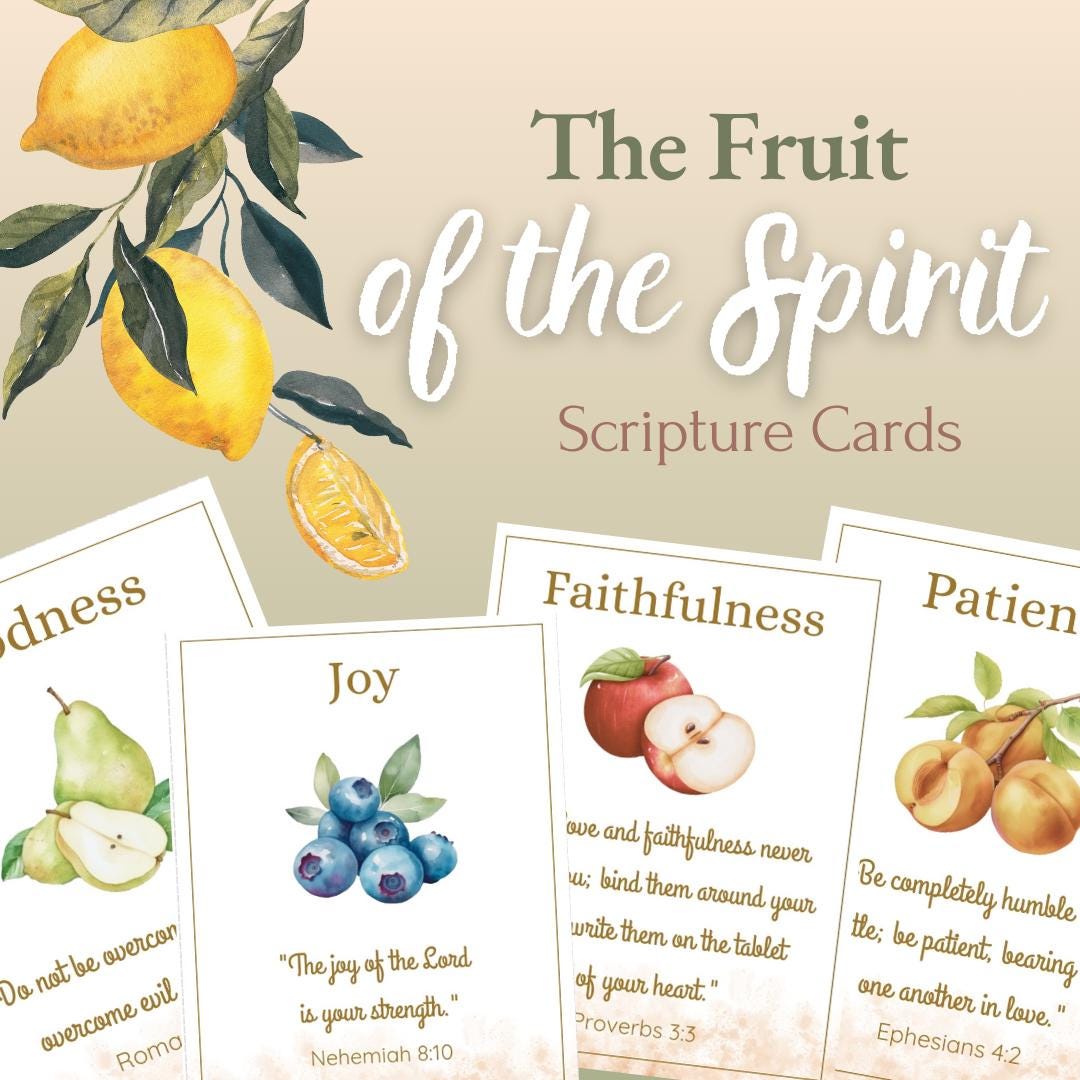 The Fruit of the Spirit Scripture Cards Bible Verse Pocket Cards for ...