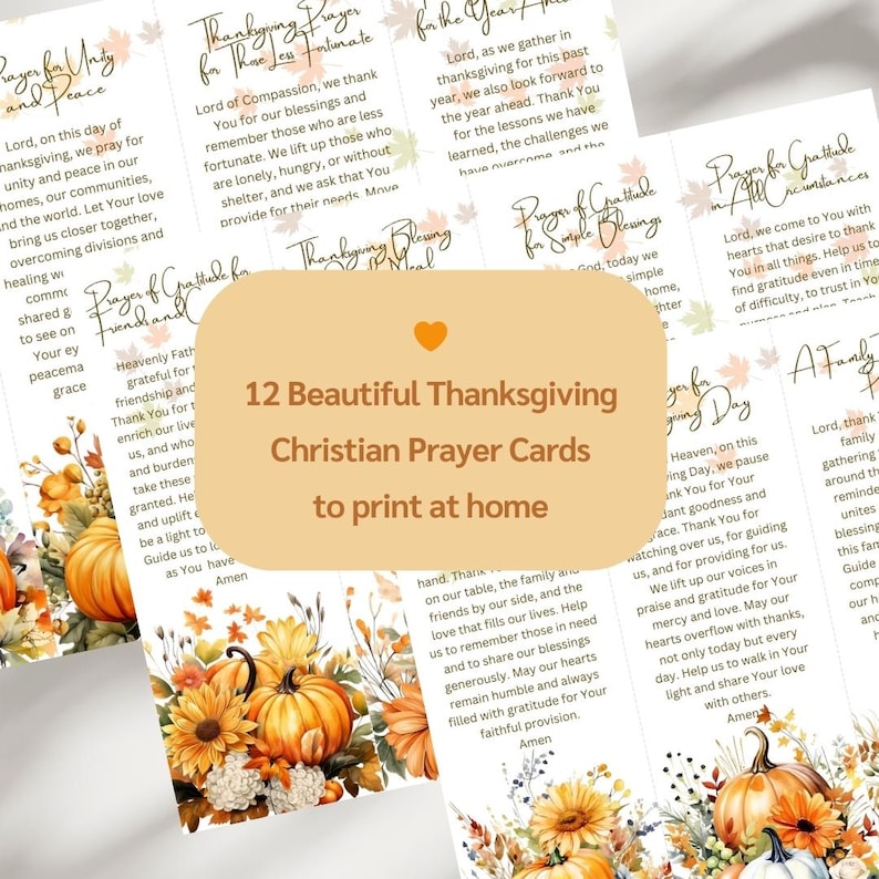 Christian Thanksgiving Prayer Cards, Printable Bible Verse Cards ...