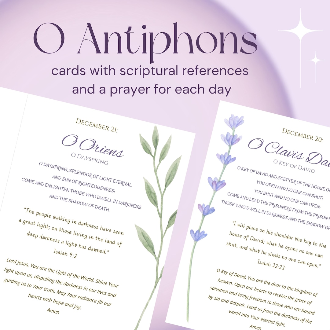 O Antiphons Prayer Cards Advent Prayer Cards Printable Christian ...