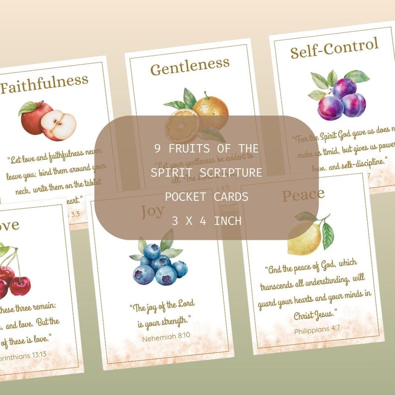 The Fruit of the Spirit Scripture Cards Bible Verse Pocket Cards for ...