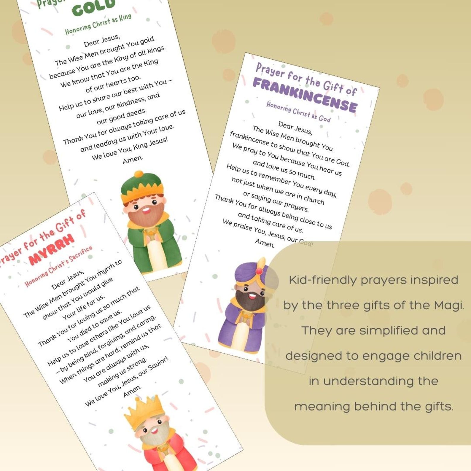 Epiphany Prayers for Children Three Kings Day Prayer Cards Activity for ...
