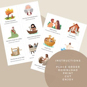 Bible Story Flashcards: Illustrated Scripture Cards (PDF) - Etsy
