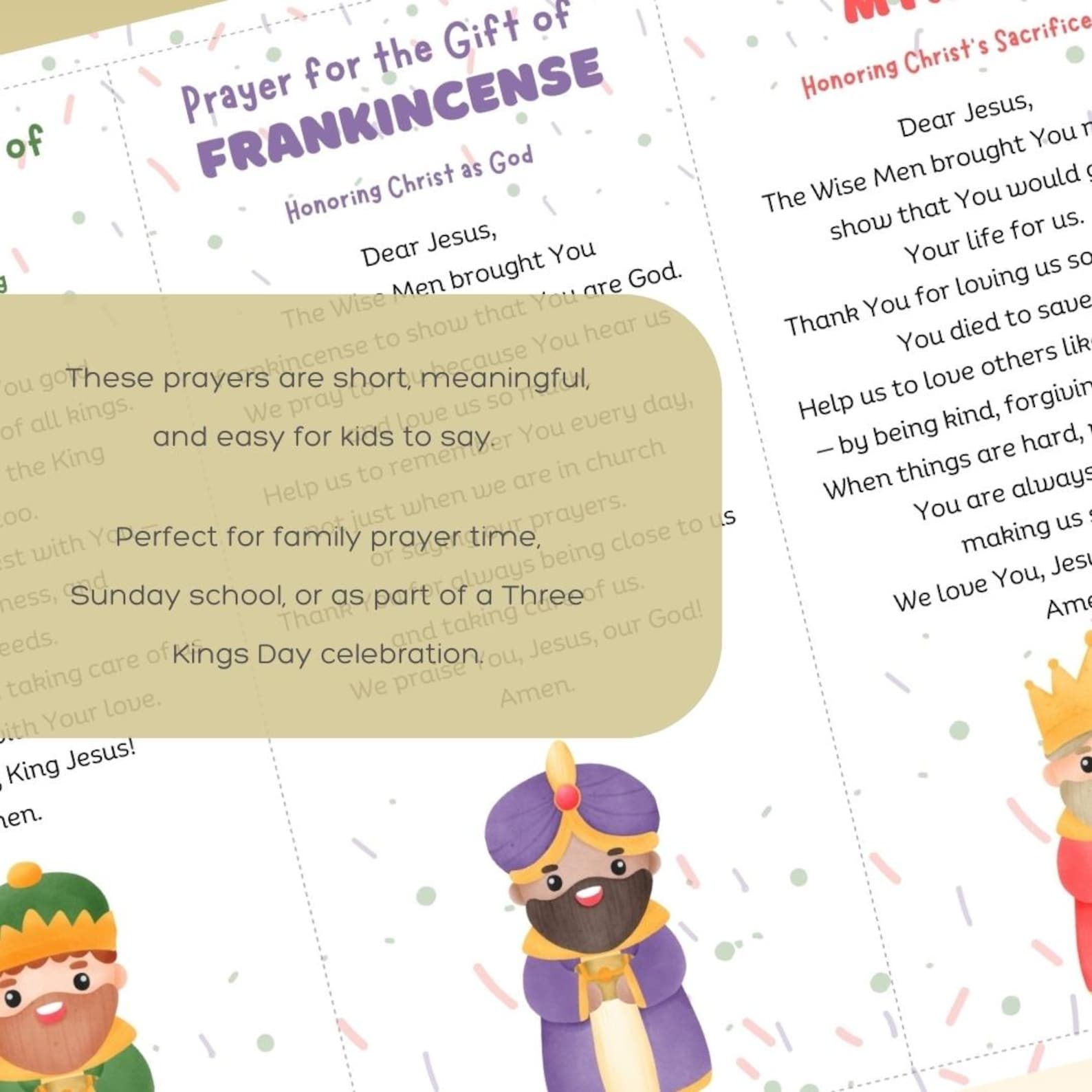 Epiphany Prayers for Children Three Kings Day Prayer Cards Activity for ...