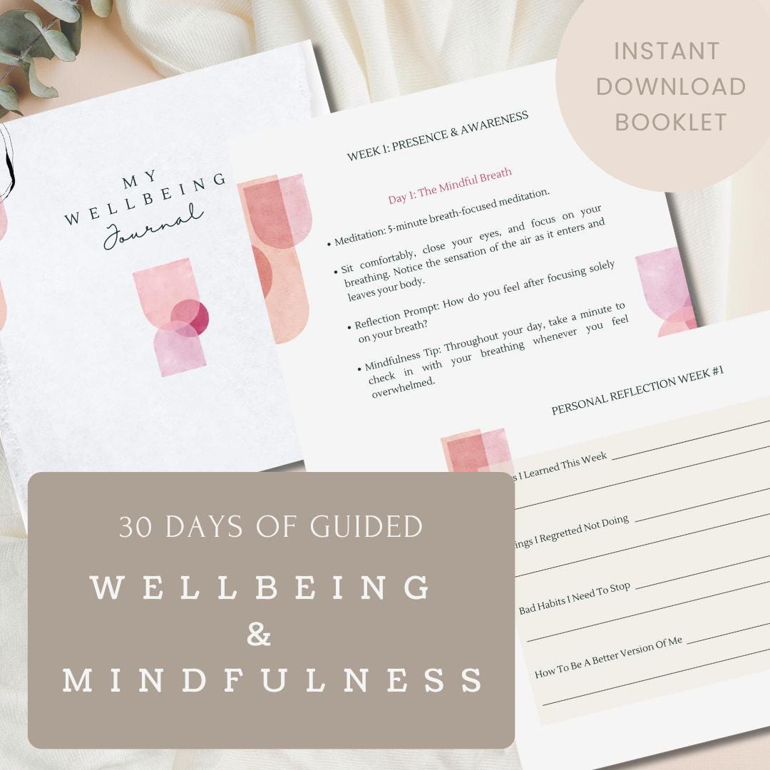 30-day Guided Wellbeing Tasks Printable Self-care & Reflection Journal ...