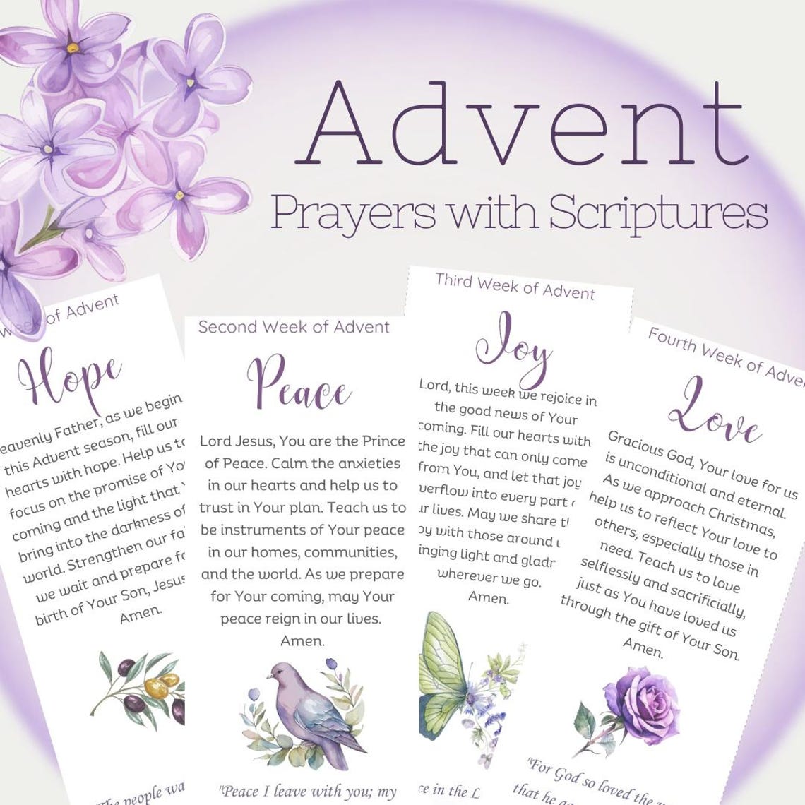 Advent Prayer Christian Prayers for Hope Peace Joy and Love Printable Advent Prayers Christian ...