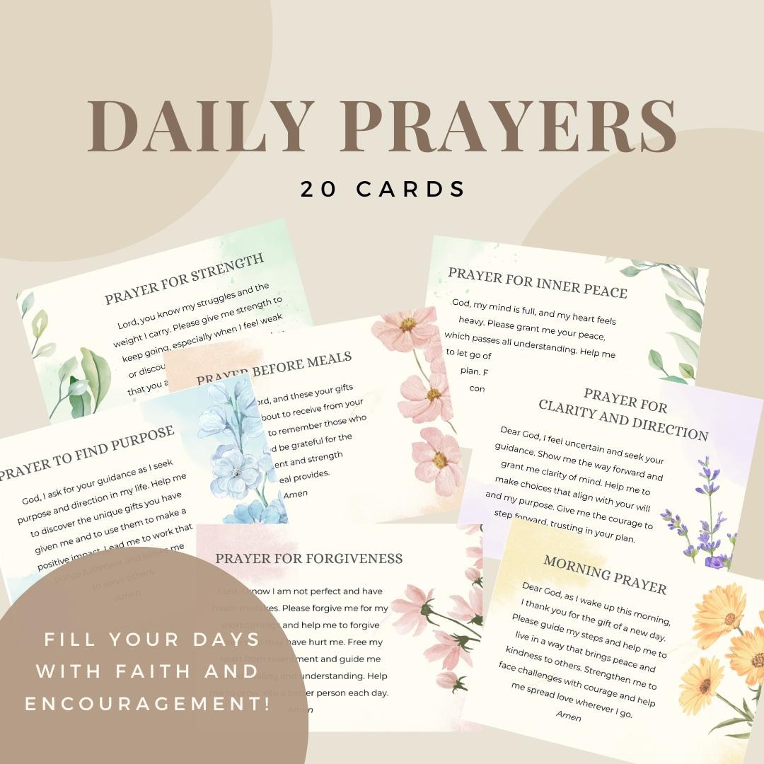 Christian Prayer Cards: Daily Inspiration, Hope, Peace (PDF) - Etsy