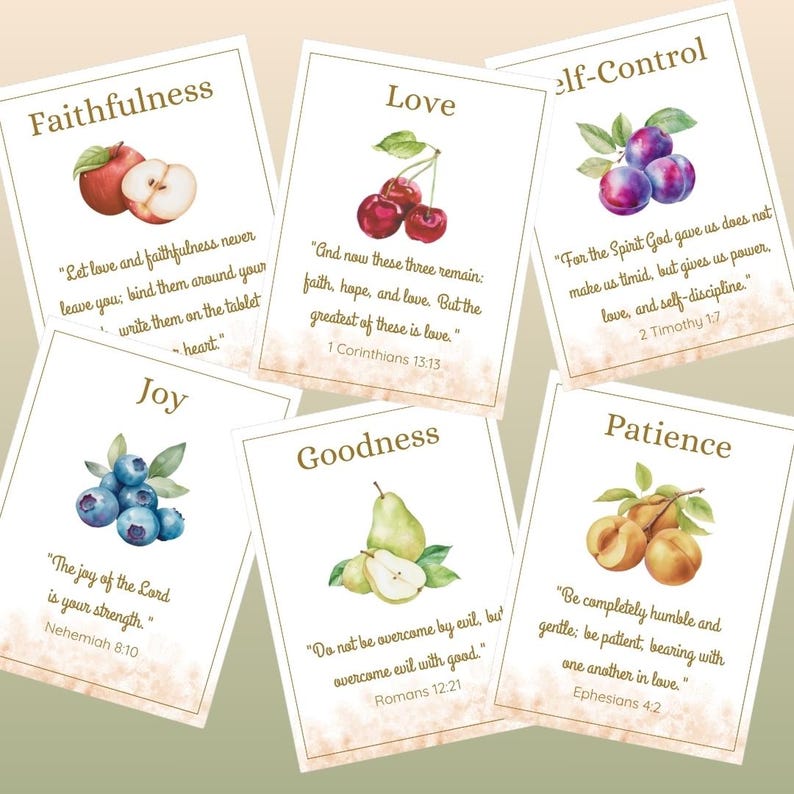 The Fruit of the Spirit Scripture Cards Bible Verse Pocket Cards for ...