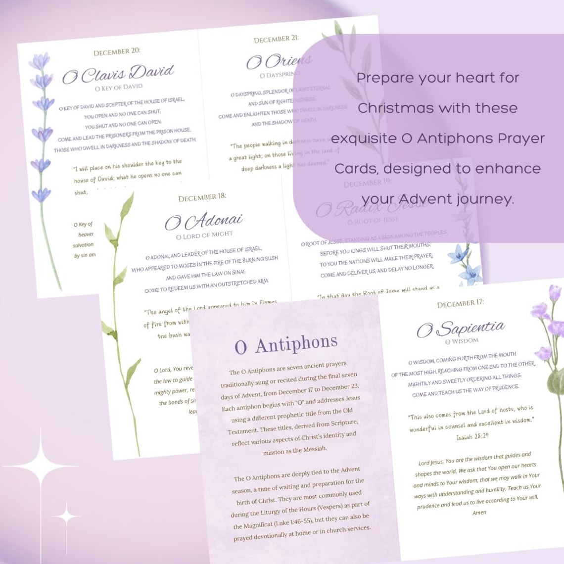 O Antiphons of Advent Printable Christian Prayers Scripture Cards Bible ...