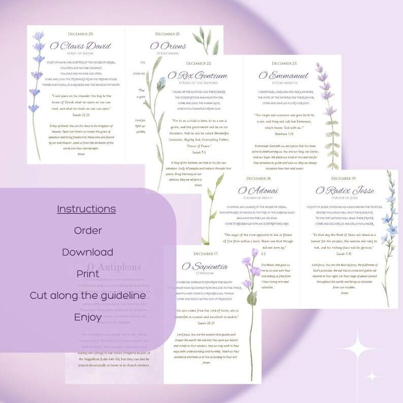 O Antiphons of Advent Printable Christian Prayers Scripture Cards Bible ...