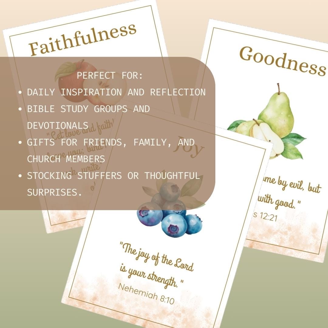 The Fruit of the Spirit Scripture Cards Bible Verse Pocket Cards for ...