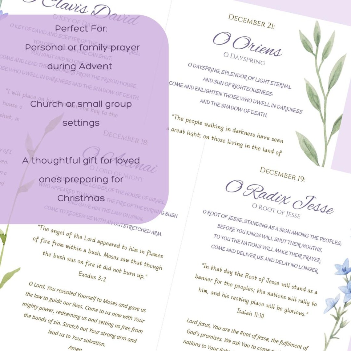 O Antiphons of Advent Printable Christian Prayers Scripture Cards Bible ...