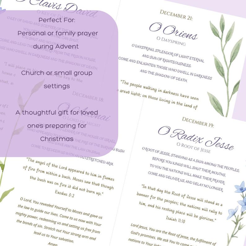 O Antiphons of Advent Printable Christian Prayers Scripture Cards Bible ...