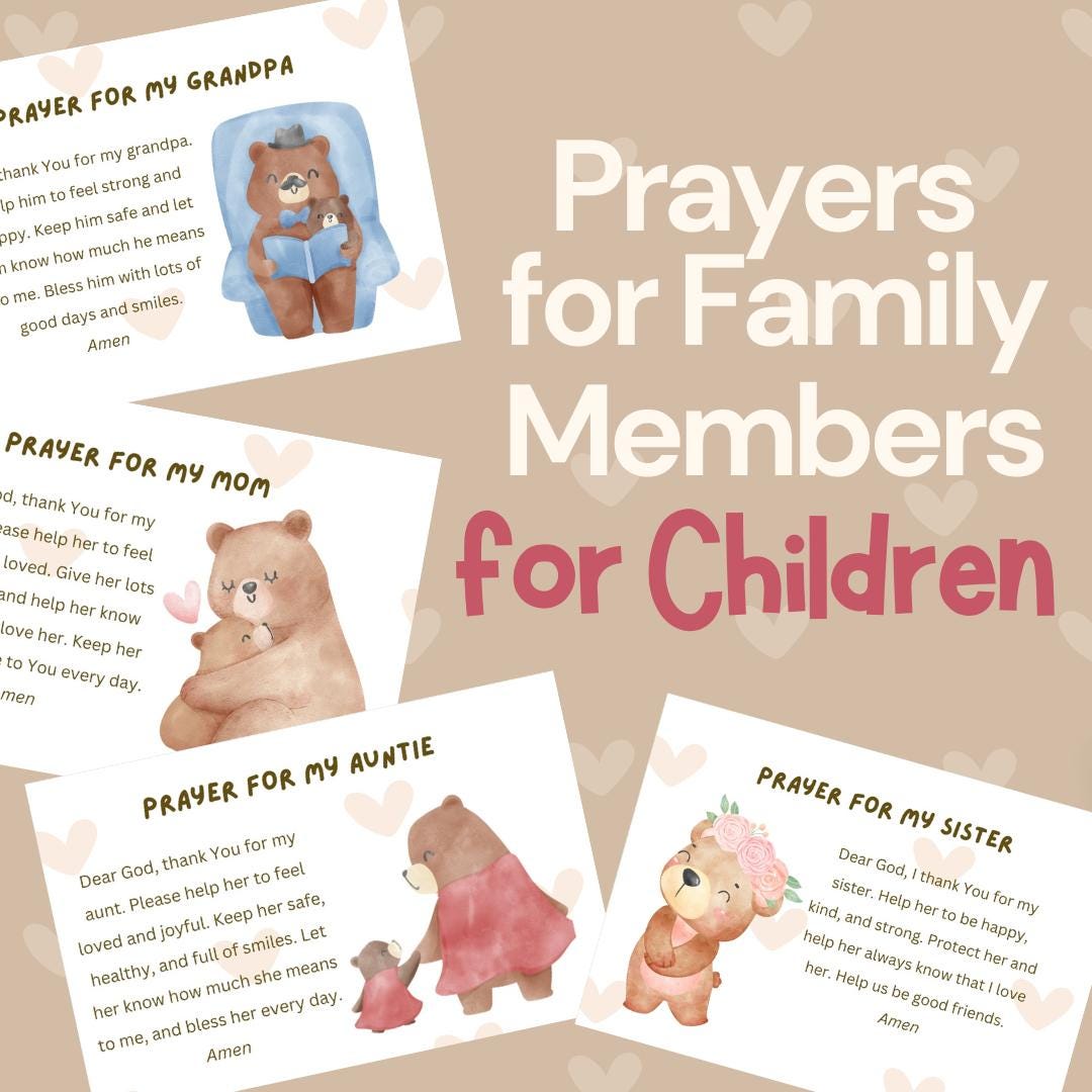 Prayer Cards for Children Christian Prayers for Family Members ...