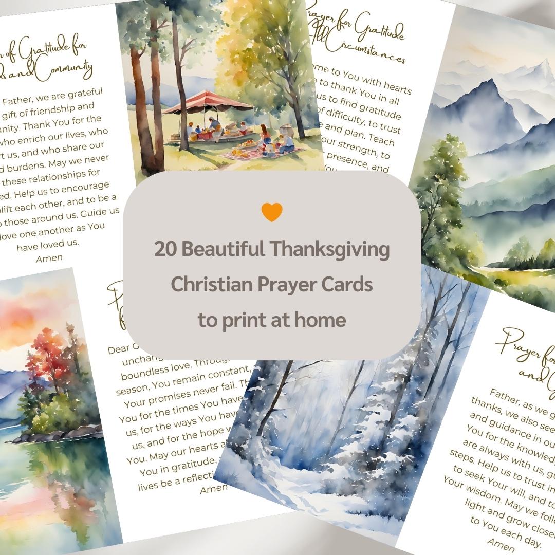 Thanksgiving Prayers Christian Prayer Cards Gratitude Prayer Cards ...