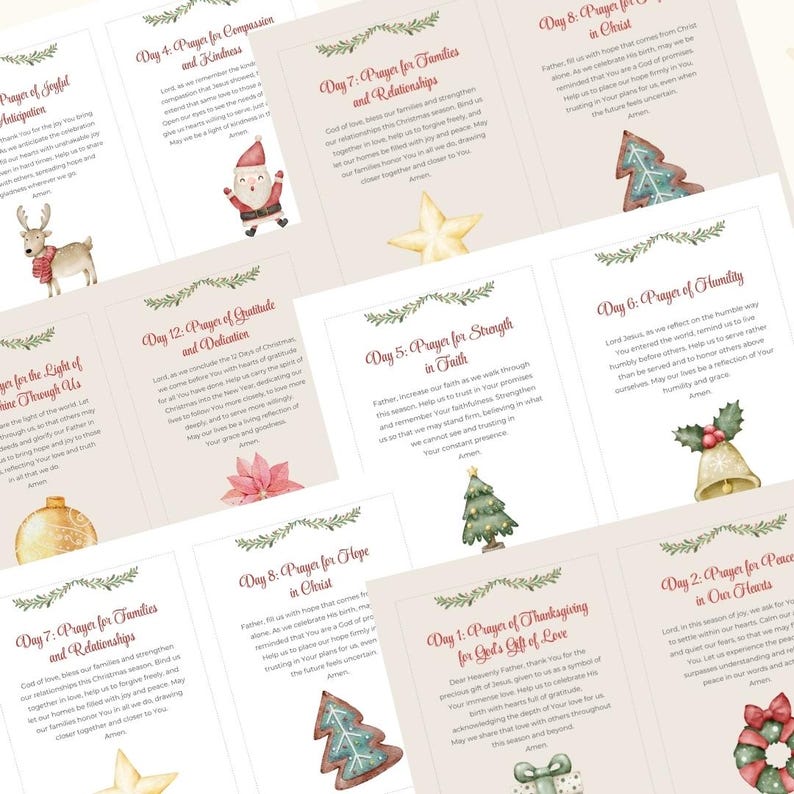 Christmas Prayer Cards Christian Prayers for 12 Days of Christmas ...