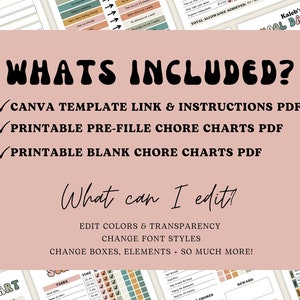 Editable Kids Chore Charts, Canva Template, Screen Time, School Routine ...