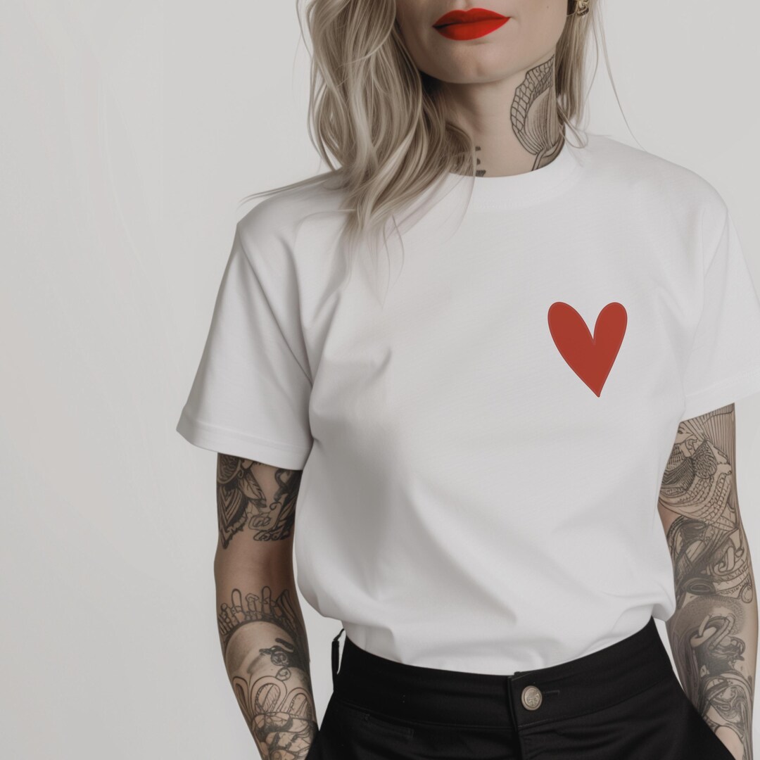 Red Heart White T-shirt: Love Shirt - Etsy