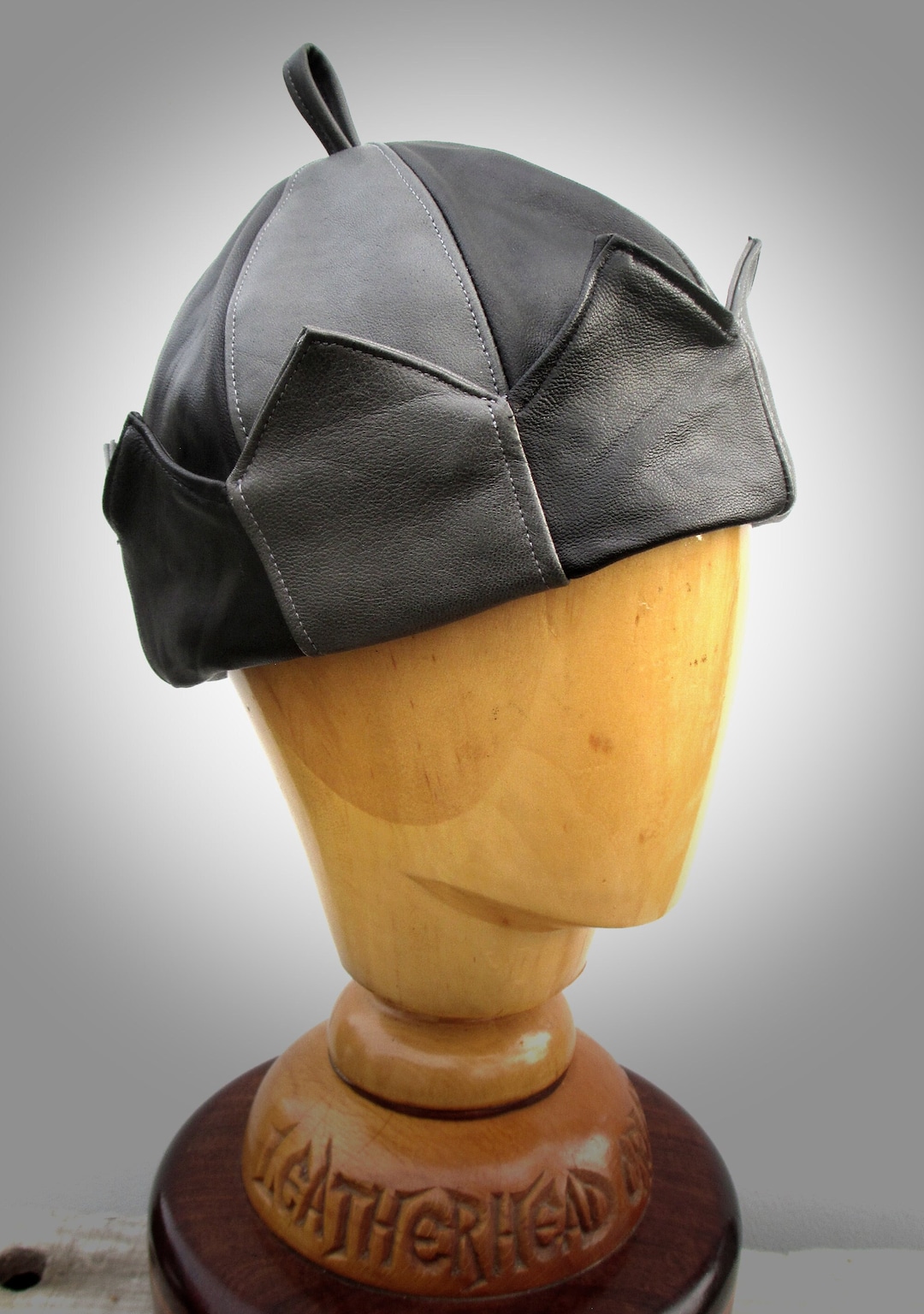 Leather Jughead Crown Hat in Gray Black 8 Panel Lambskin - Etsy