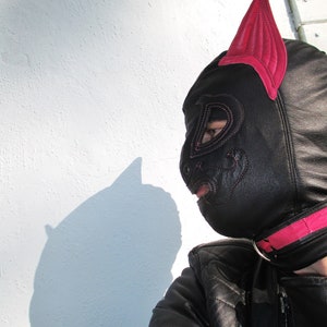 Leather Kitty Cat Full Hood, Womens/ Mens for Halloween Costume ...
