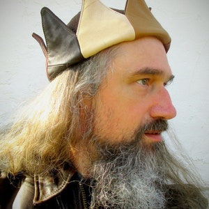 Leather Jughead Crown Hat in Brown/ Earthtones 8 Panel Leather | Etsy