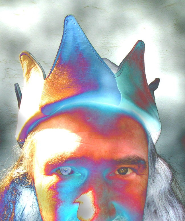 Leather Jughead Crown Hat in Gray Black 8 Panel Lambskin | Etsy