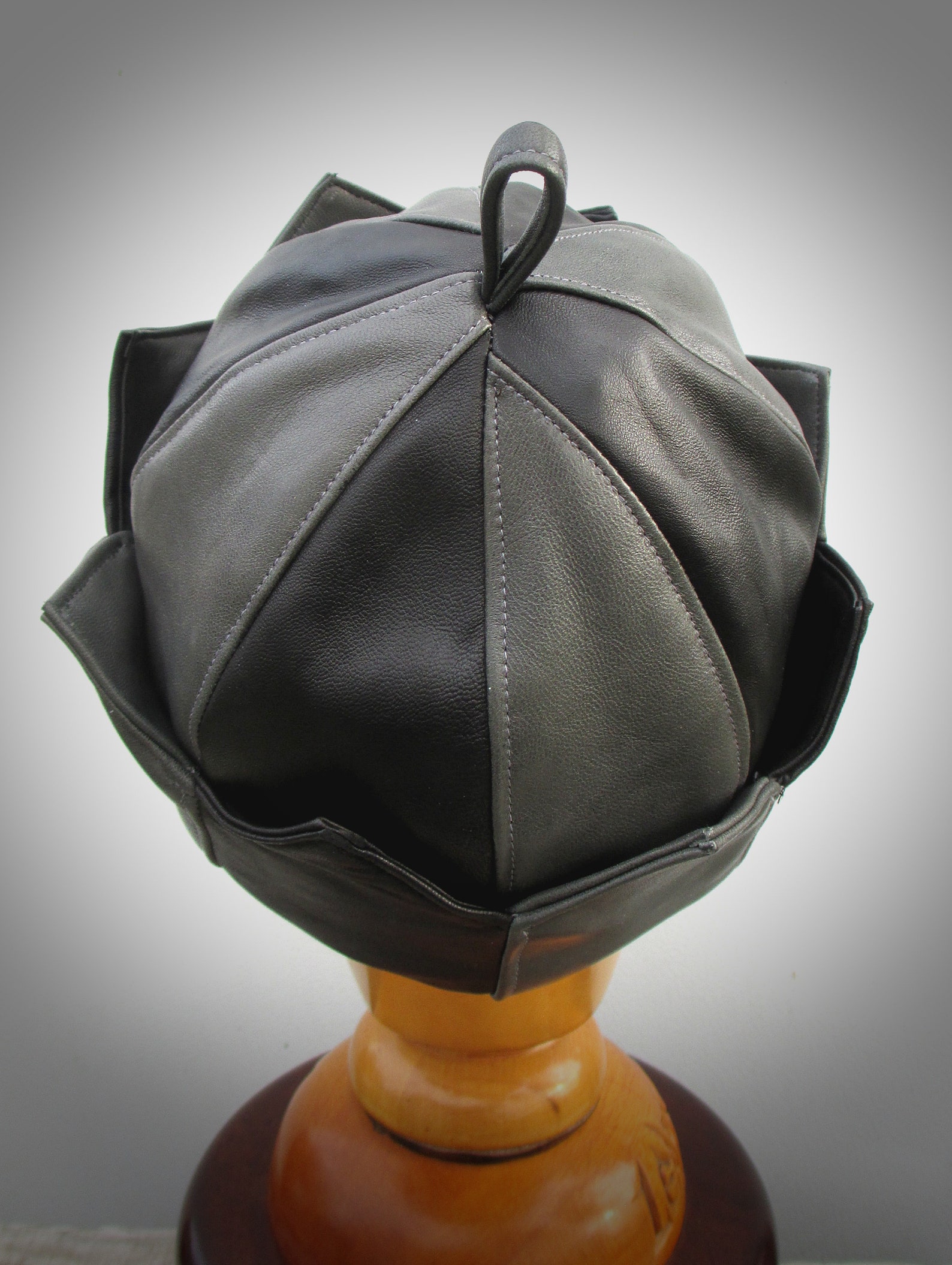 Leather Jughead Crown Hat in Gray Black 8 Panel Lambskin | Etsy