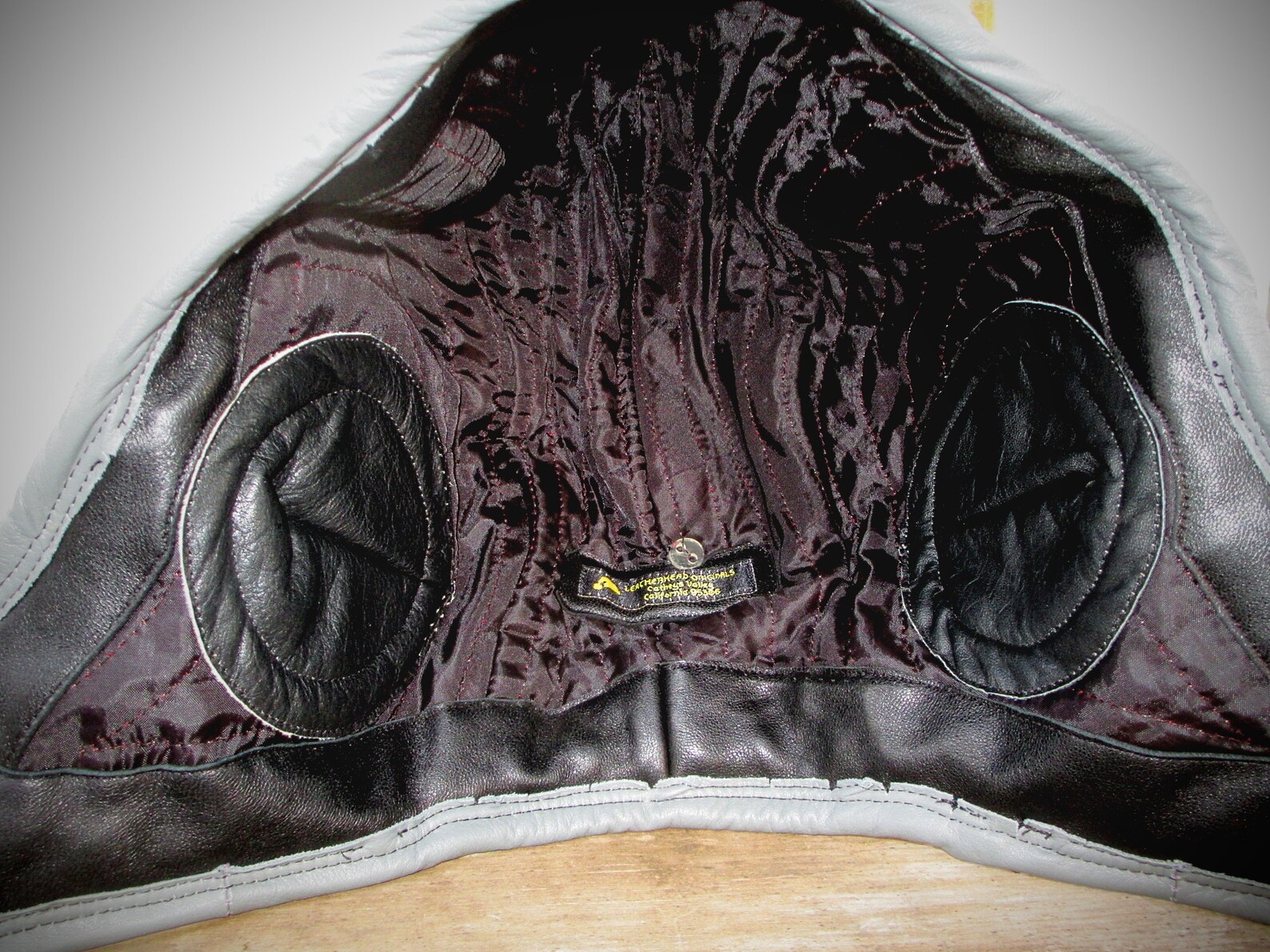 Retro swoop Men's Aviator Hat in Black/ Gray Leather W Studs in Large ...