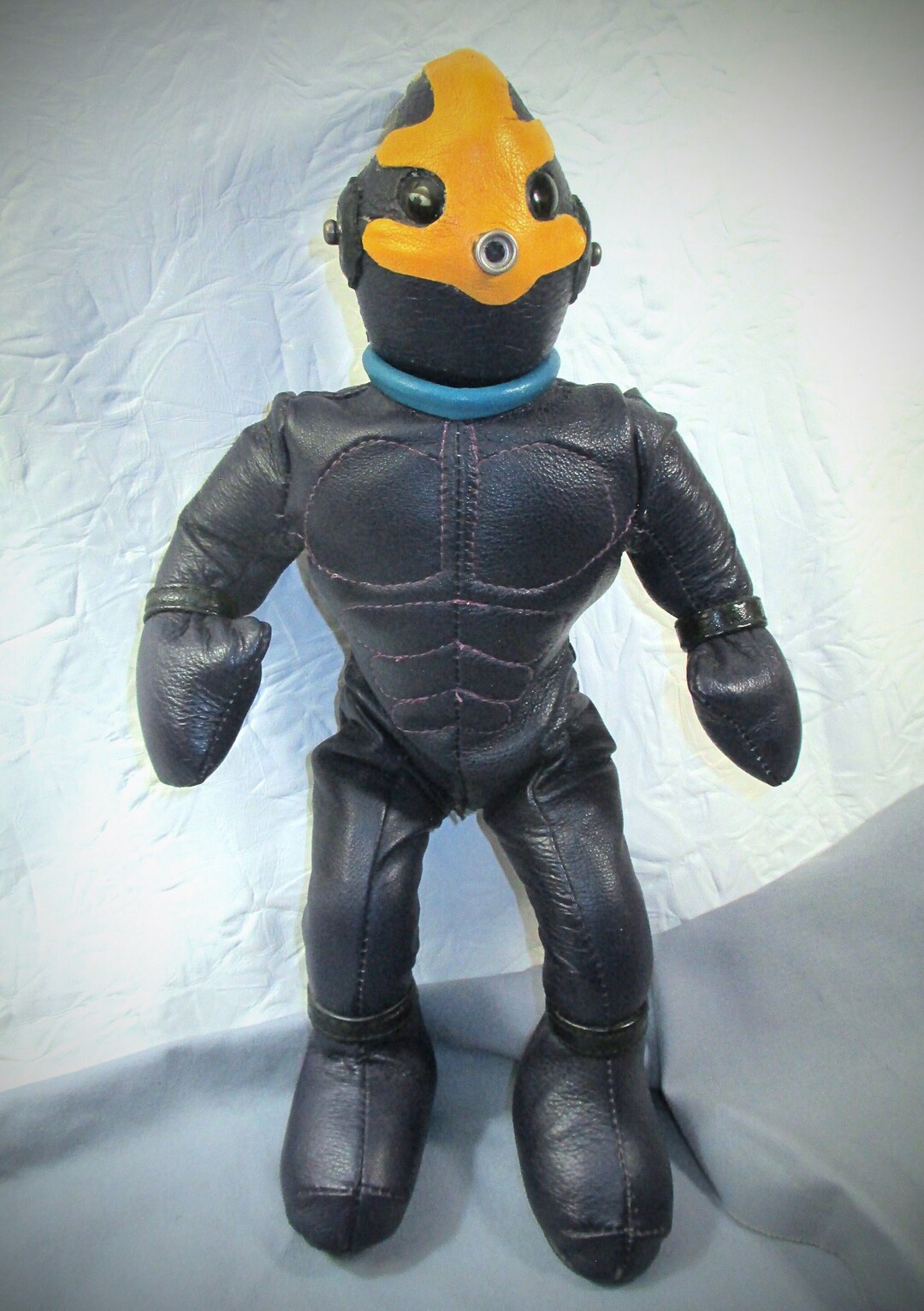 Leather Plush Spaceman Doll, OOAK Handsewn Upcycled Toy ...