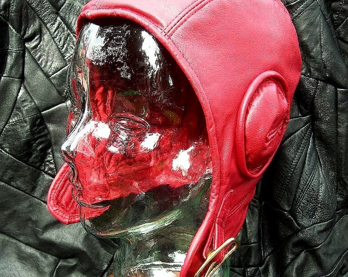 Bright Red Leather Retro Aviator Hat - Etsy
