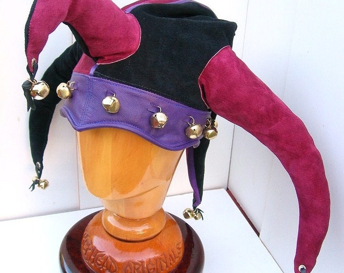 Jester Hat in Black/ Plum Suede/ Purple Leather - Etsy