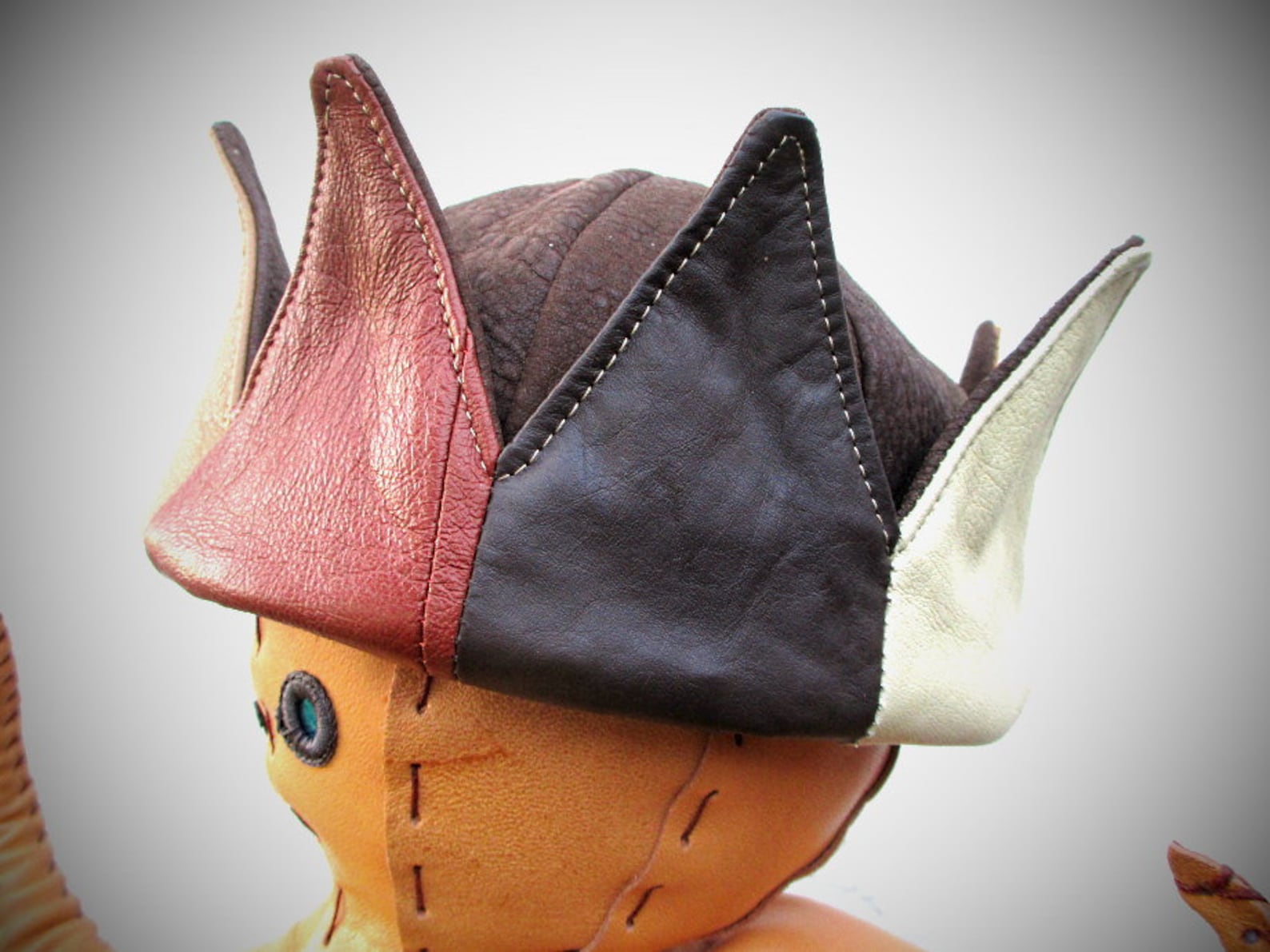 Leather Jughead Crown Hat in Brown/ Earthtones 8 Panel Leather | Etsy