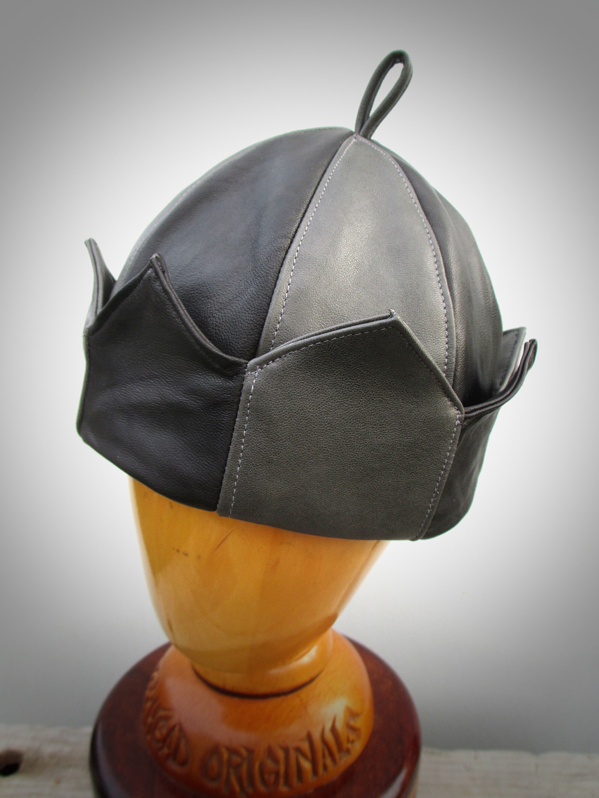 Leather Jughead Crown Hat in Gray Black 8 Panel Lambskin | Etsy
