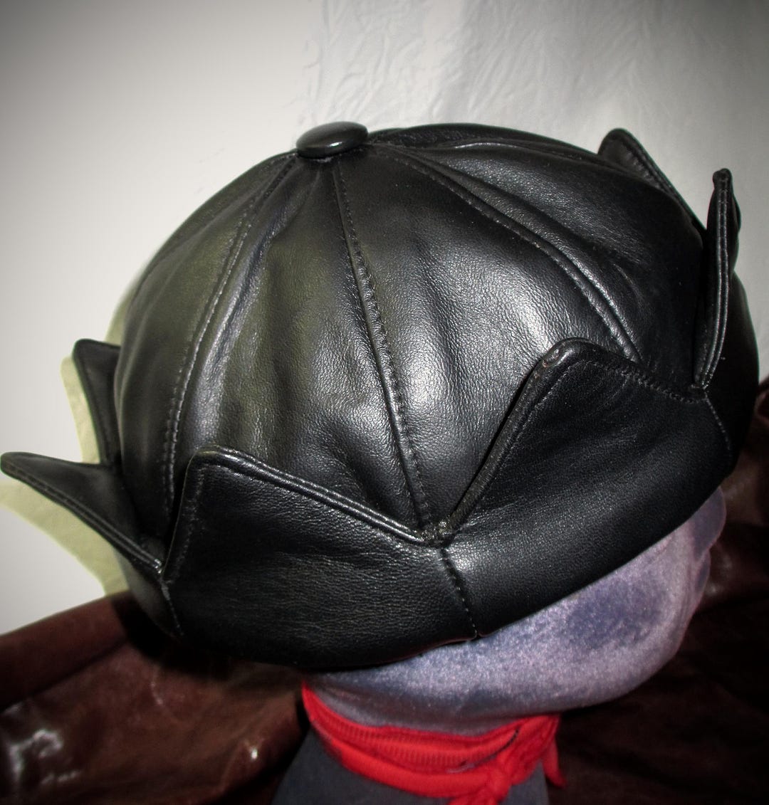 Leather Jughead Crown Hat in Black Lambskin, Leather Whoopee Cap - Etsy