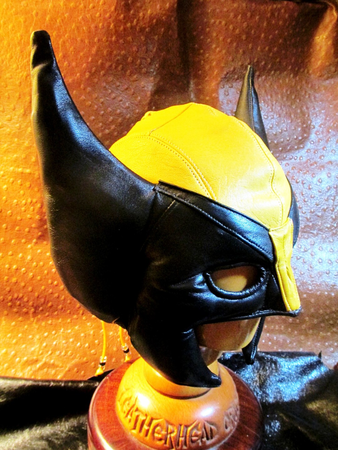 Wolverine Lambskin Leather Half Hood/ Mask, Fetish Cosplay X Men Cowl W ...