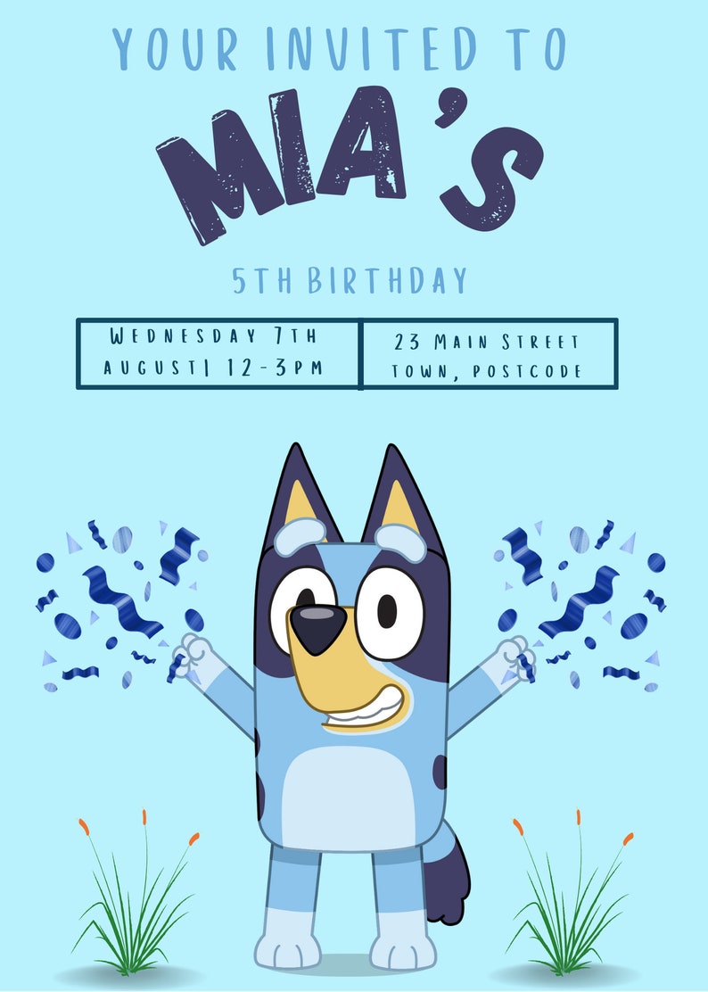 Invitación a fiesta temática de Bluey - Etsy México