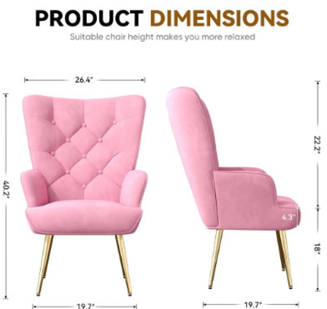 Pink Arm Chair Living Room, Designer Furniture Decor, Mid Century ...