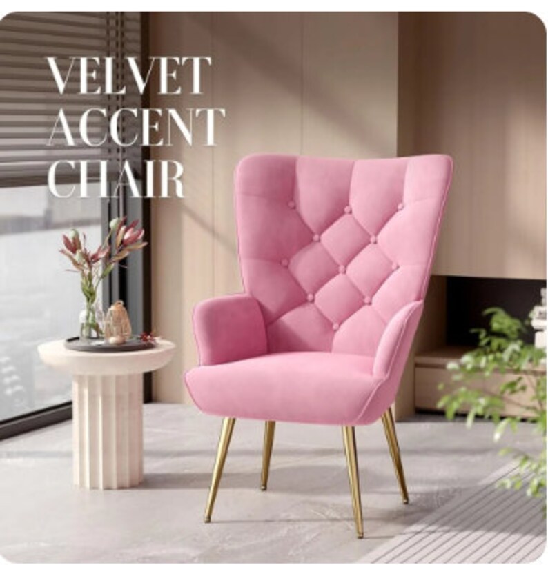 Pink Arm Chair Living Room, Designer Furniture Decor, Mid Century ...