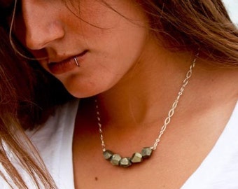 Gold pyrite necklace | Etsy