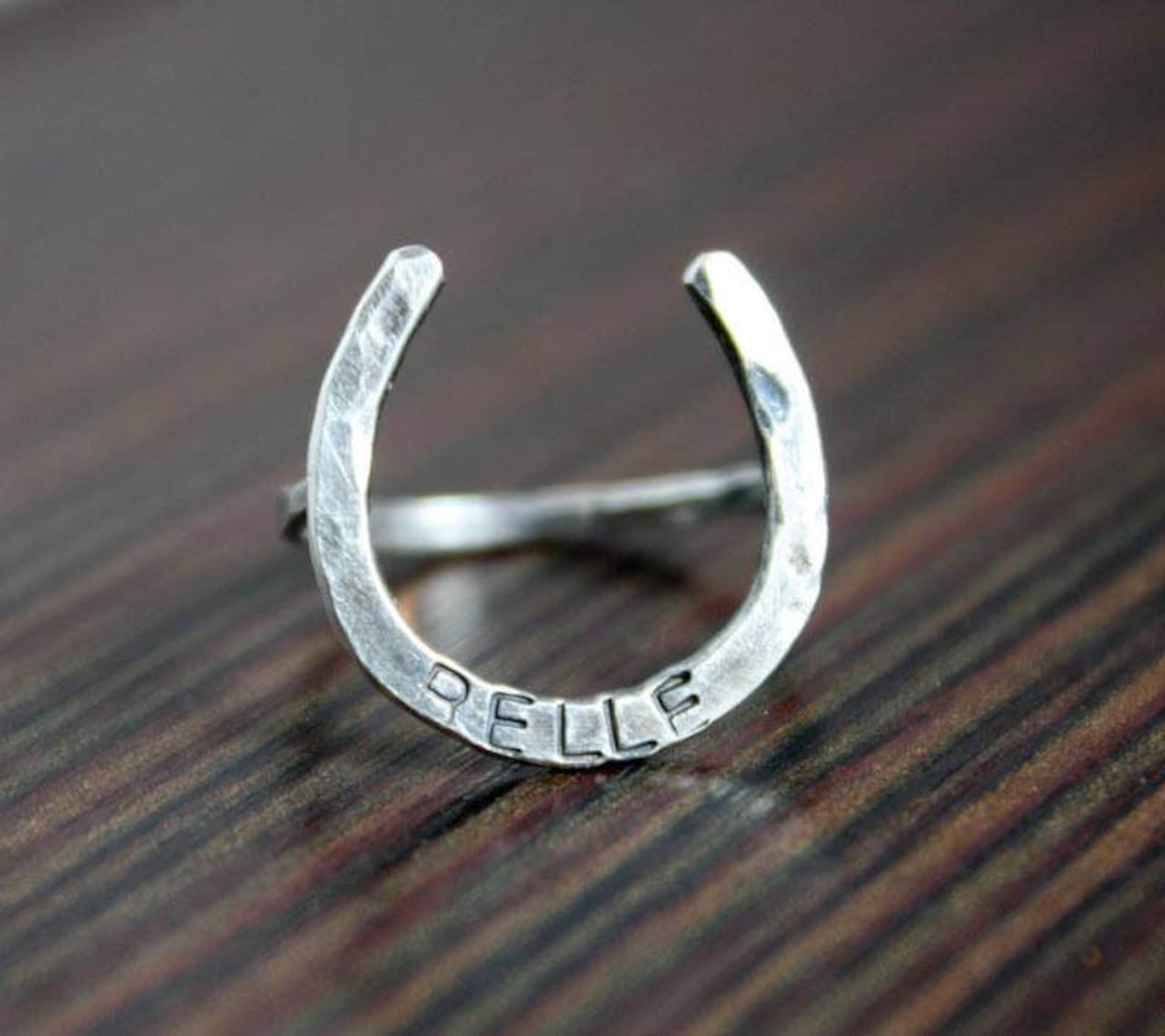 Lucky Horseshoe Poesy Ring Horseshoe Ring Poesy Ring Custom Inscription ...