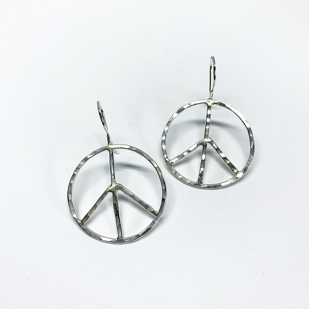 Small Peace Sign Earrings - Etsy