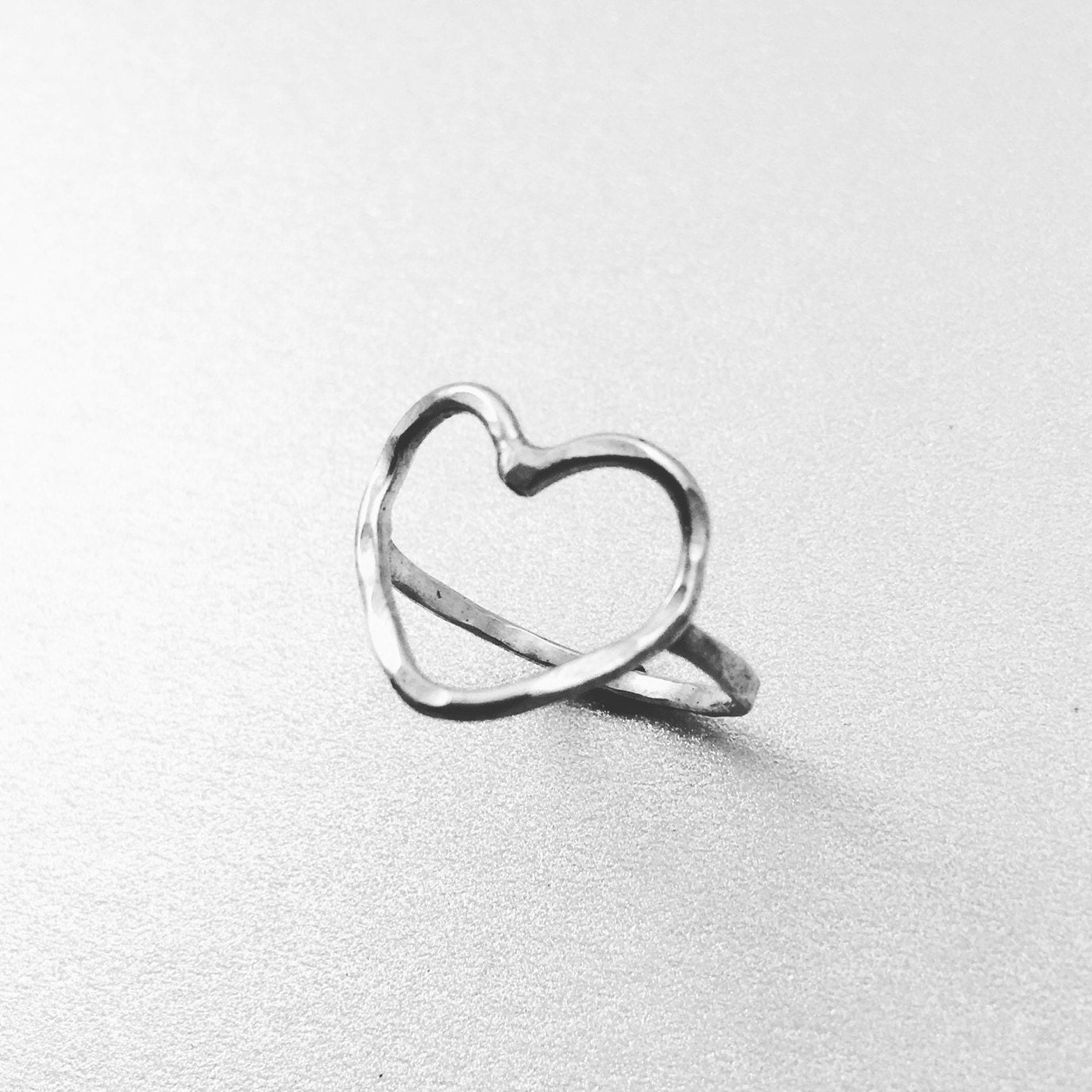 Heart Ring Heart Outline Ring Alternative Engagement Ring | Etsy