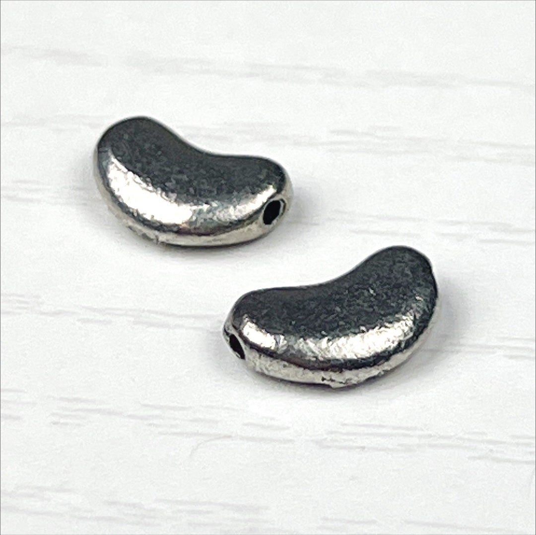 Pewter Kidney Bean Beads … Set of 2 - Etsy