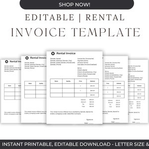Editable Rental Invoice Template Printable for Everyone | Digital ...