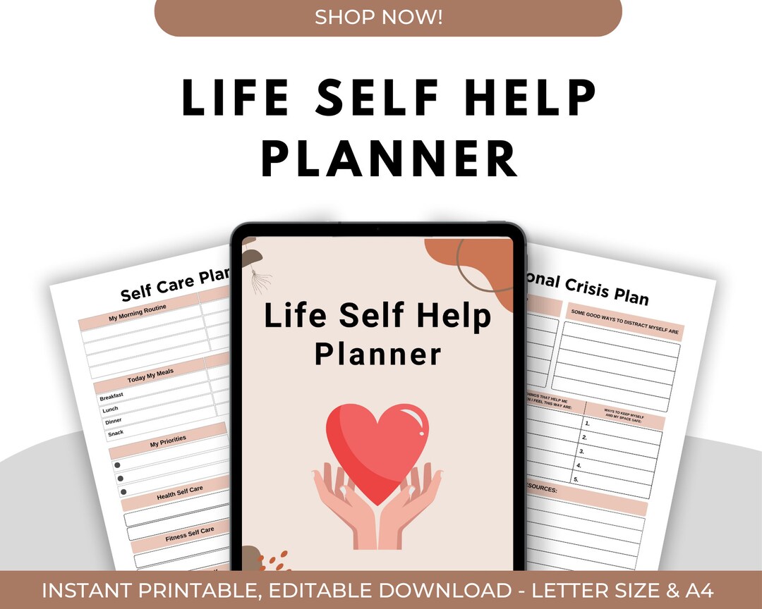 Editable Life Self Help Planner Daily Self Care Mindfulness Journal ...