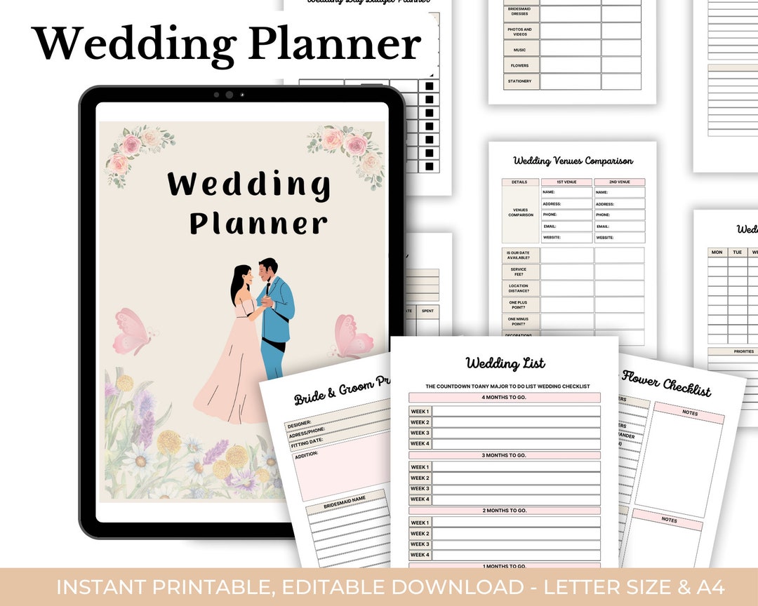 Wedding Planner Canva Template - Wedding Dresses Planning Checklist for ...