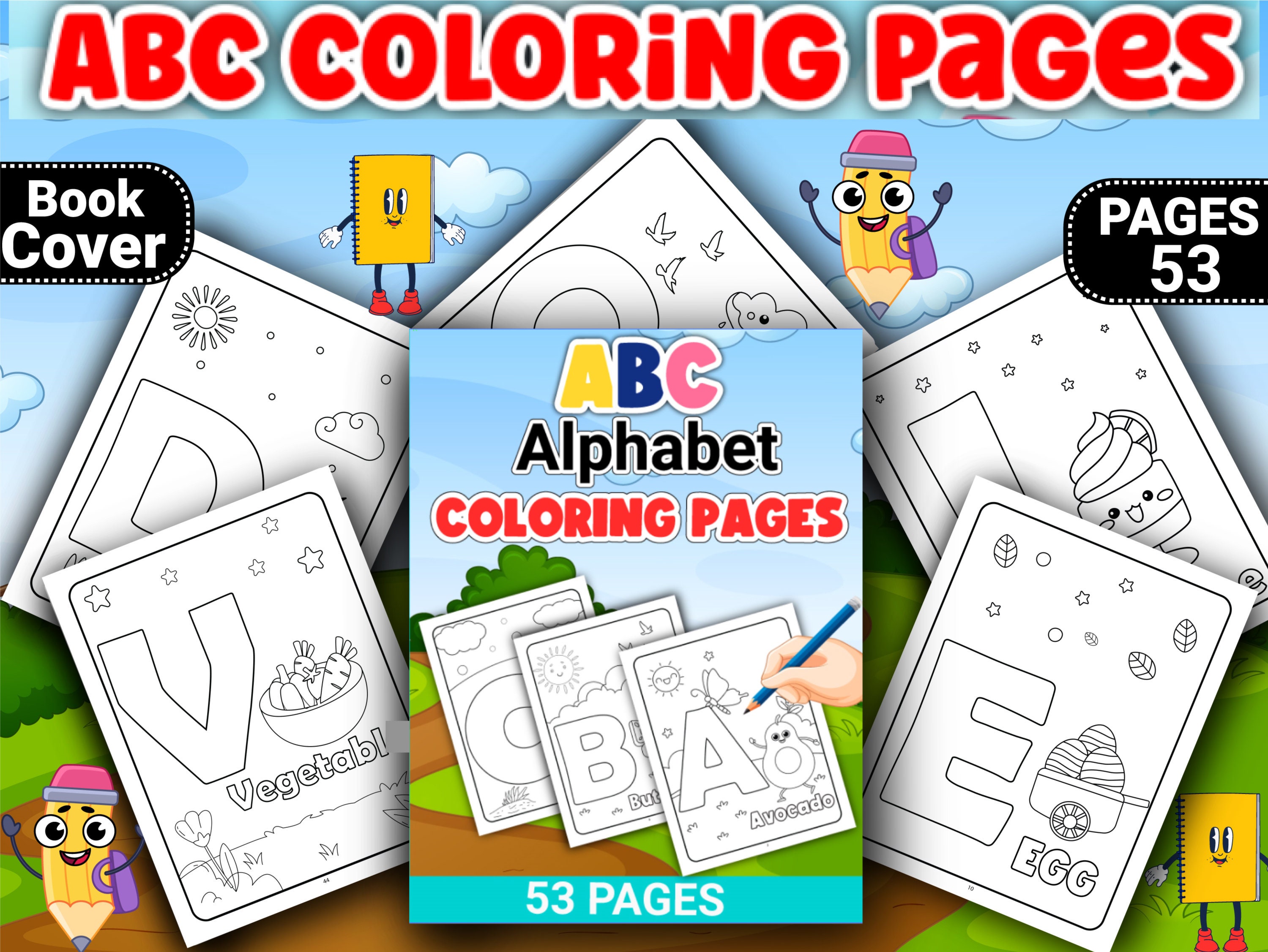 ABC Alphabet Coloring Pages for Kids - Etsy