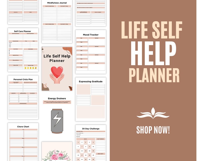 Editable Life Self Help Planner Daily Self Care Mindfulness Journal ...